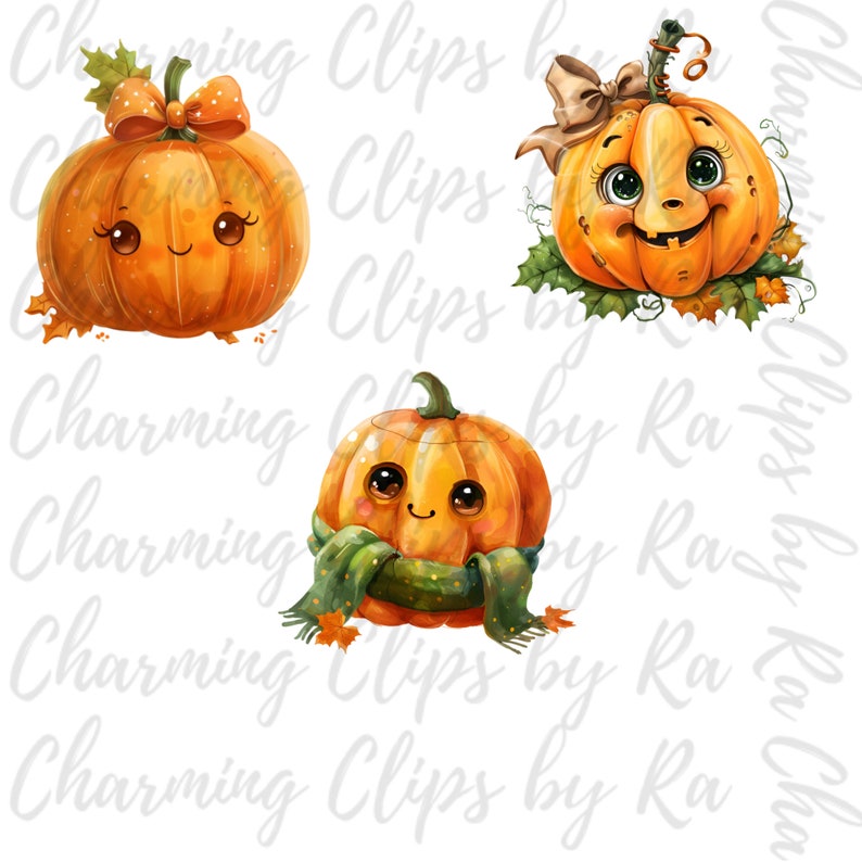 Cute Pumpkin Faces Clipart, Decorative Pumpkin Clipart, Pumpkin Clipart ...