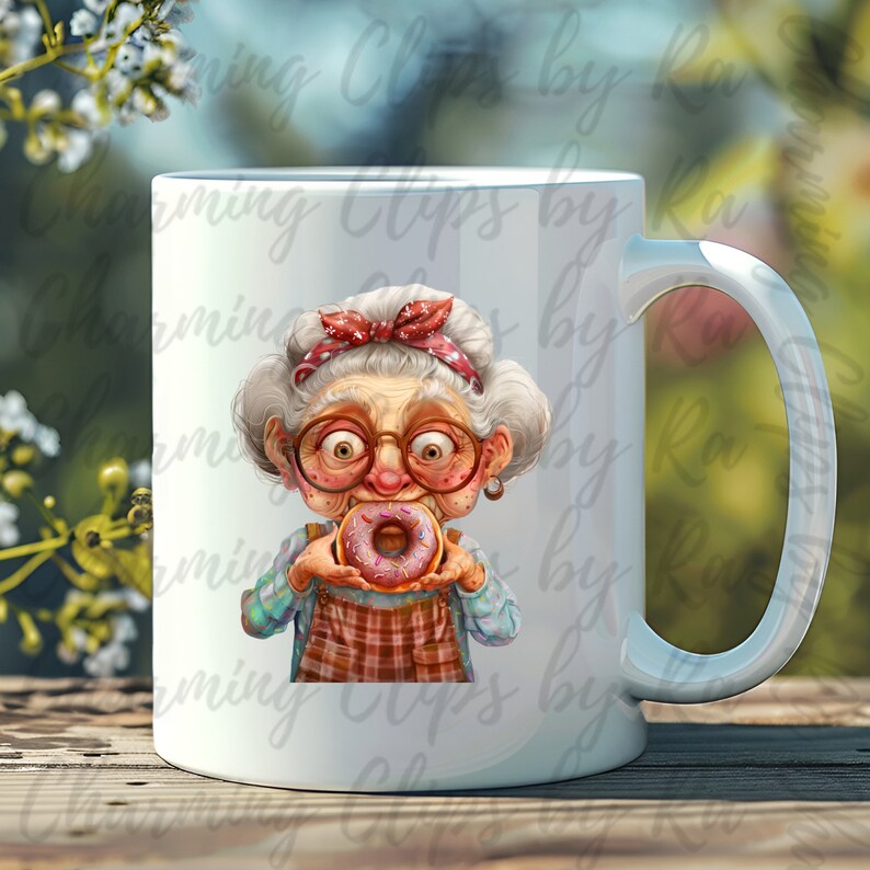 Funny Old Lady Sweets Bundle, Elderly Clipart, Cute Sweets Clipart, Old ...