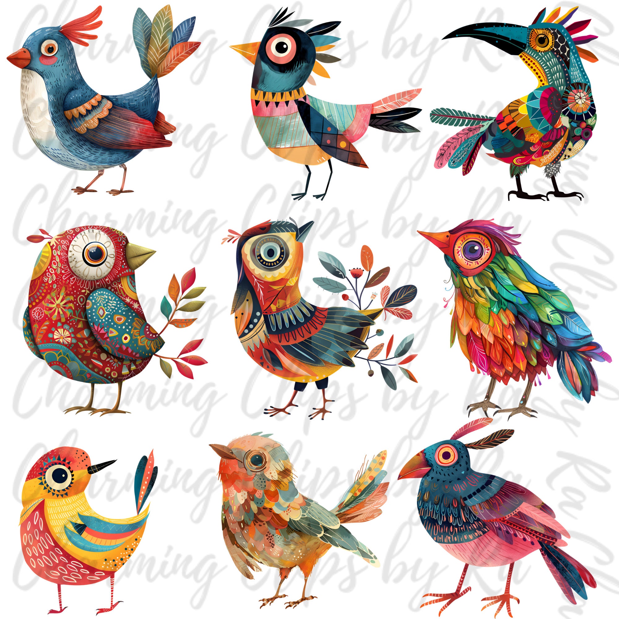 Quirky Bird Clipart | Funny Bird Png | Cute Caricature Birds | Bird ...