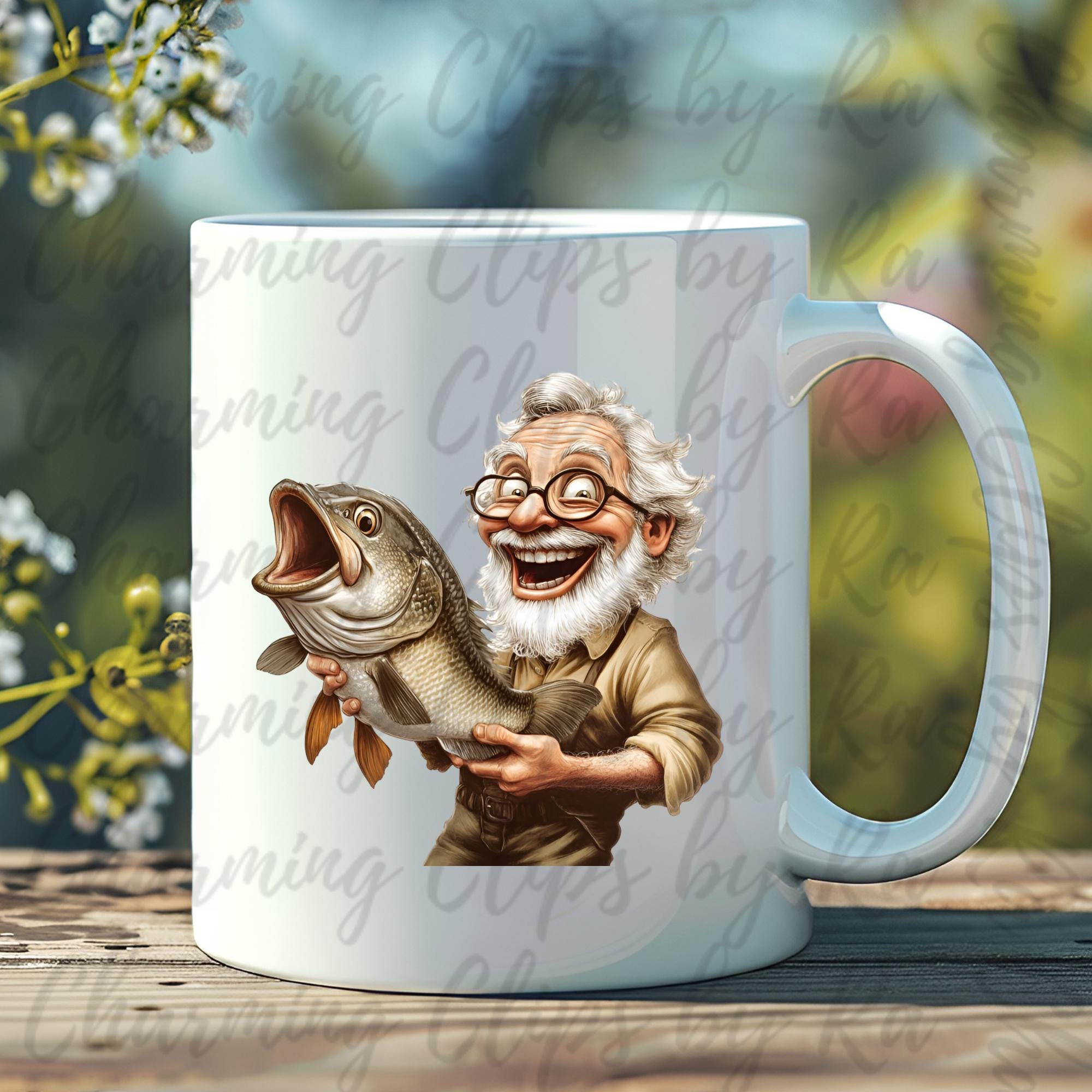 Funny Old Man Clipart, Cute Fishing Clipart, Elderly Clipart, Grandpa ...