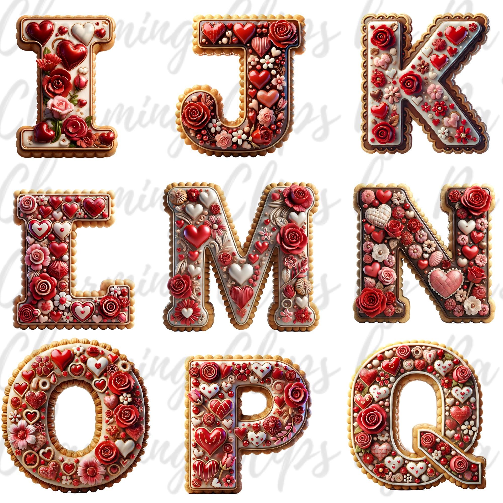 Valentines Day Alphabet PNG, Floral Alphabet, Valentines Letters, Love ...