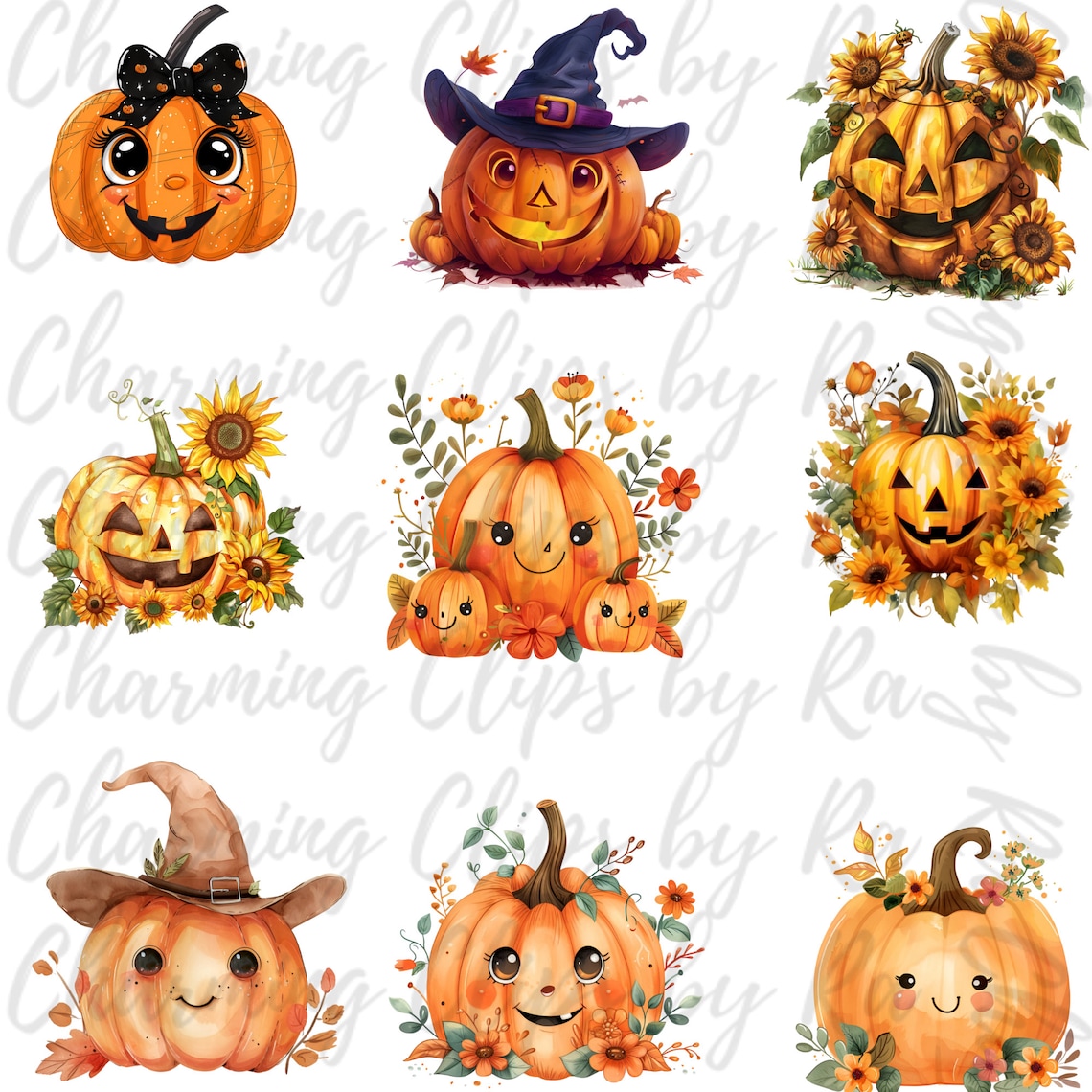 Cute Pumpkin Faces Clipart, Decorative Pumpkin Clipart, Pumpkin Clipart ...