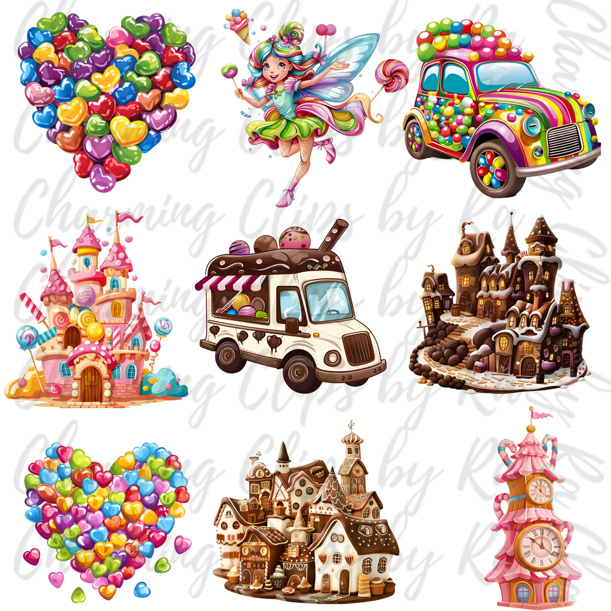 Candyland Clipart, Sweets PNG Bundle, Candy Sublimation, Candy Shop ...