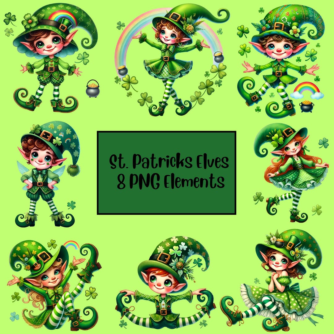 St. Patrick's Day Elves, St Patrick's Days Clipart, Shamrock Watercolor ...