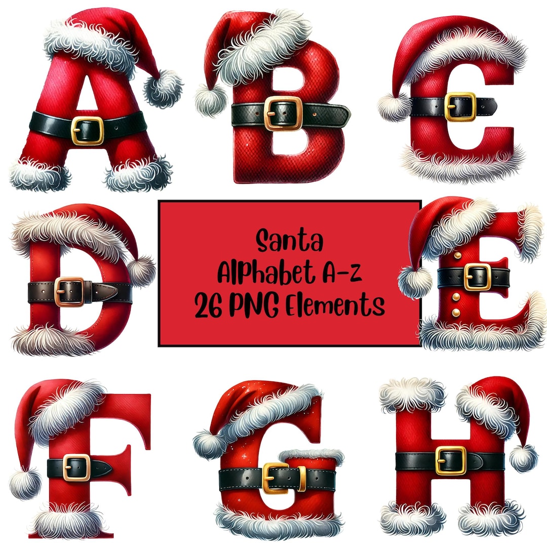 Christmas Alphabet PNG, Santa Letters Clipart, Santa Alphabet ...