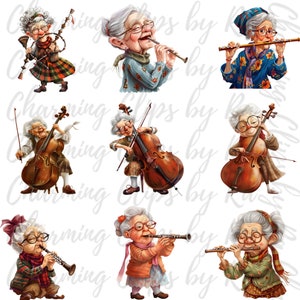 Funny Old Ladies Clipart, Musical Instrument Clipart, Elderly Clipart ...