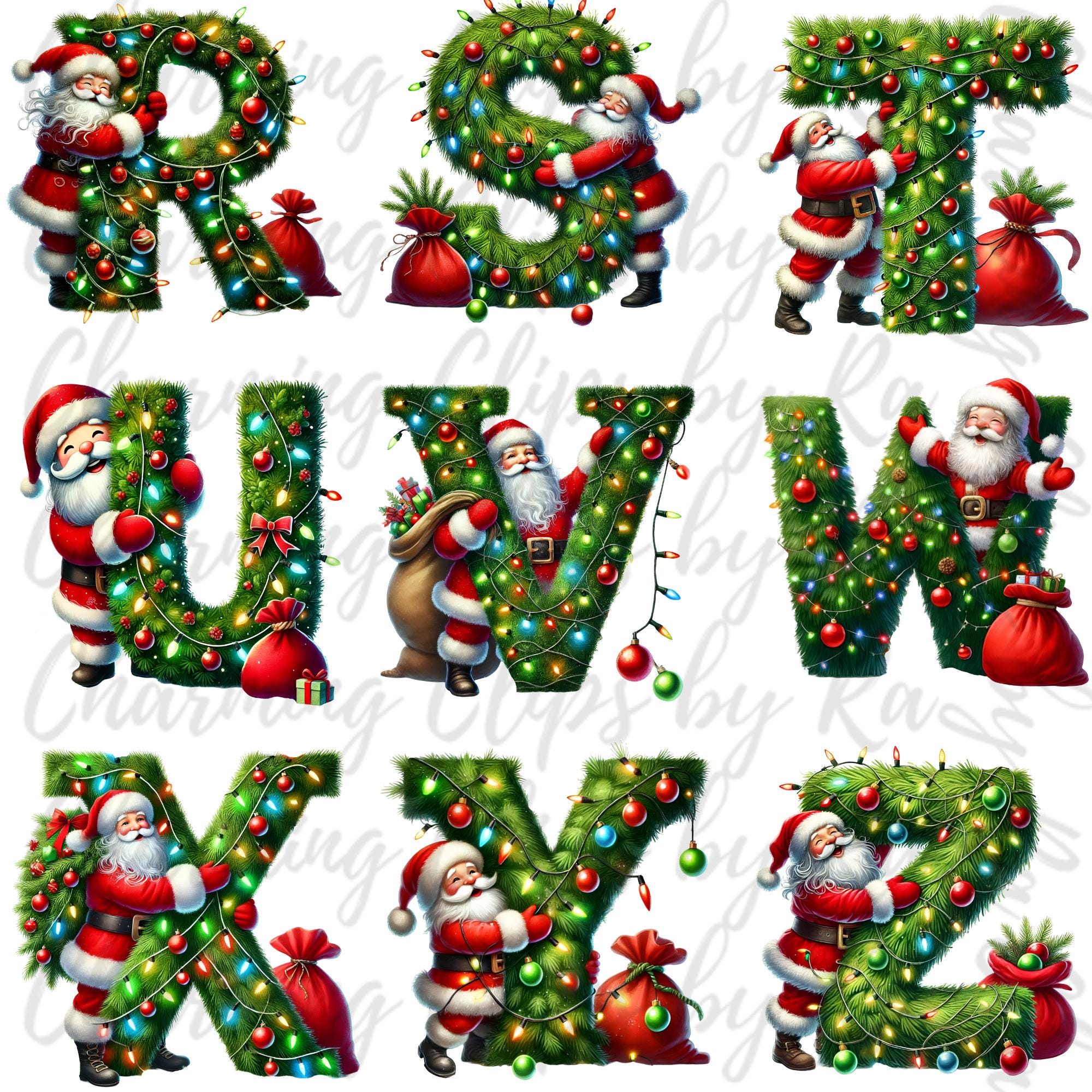 Christmas Alphabet PNG, Santa Letters Clipart, Santa Alphabet ...