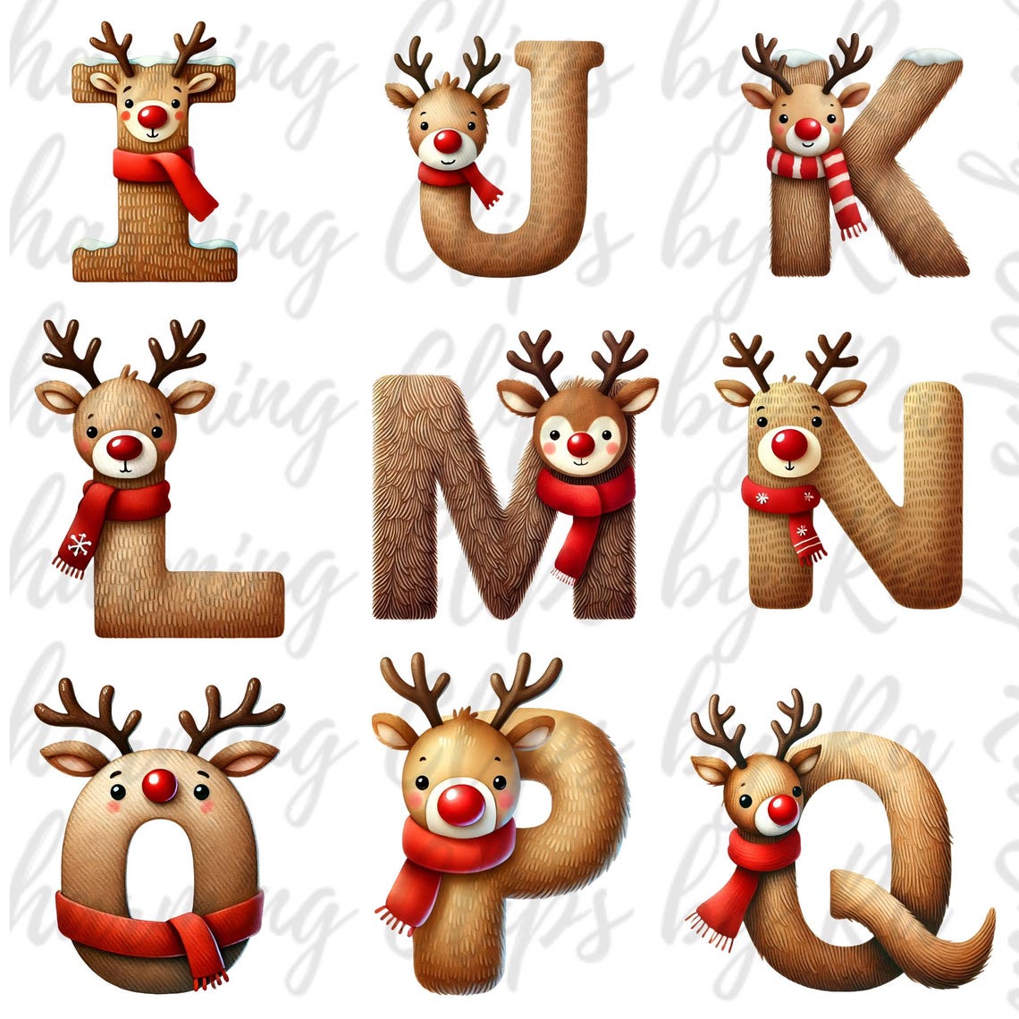 Christmas Alphabet PNG, Reindeer Letters, Decorative Letters, Holiday ...