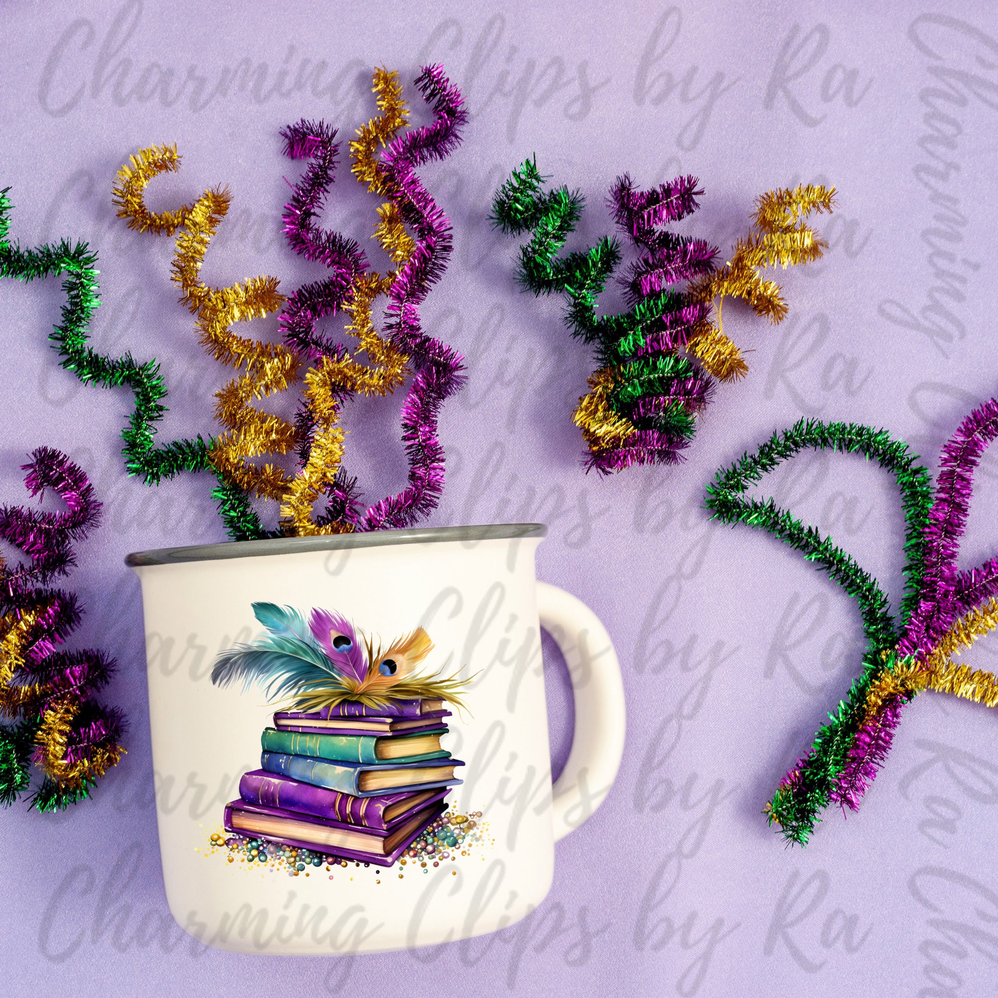 Mardi Gras Book PNG Bundle, Watercolor Clipart, Bookworm, Booklover ...