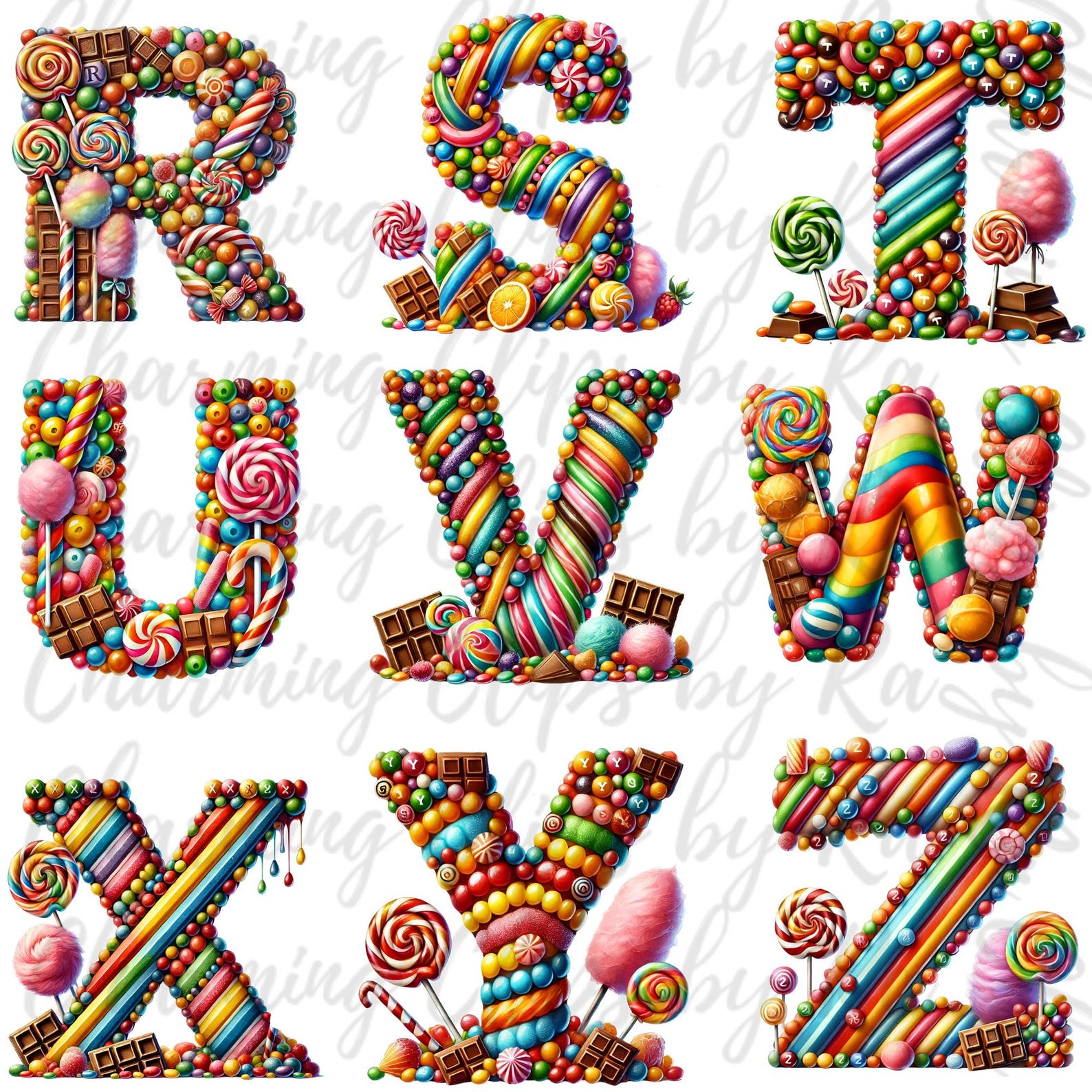 Candyland Alphabet PNG Bundle, Candyland Clipart, Sweets Alphabet ...