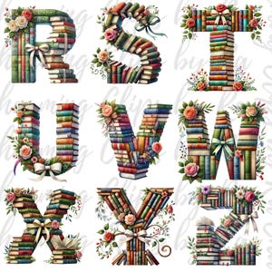 Book Alphabet Clipart Set, Bookish Graphics, Book Lovers Clipart ...