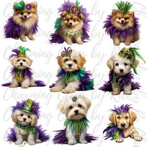 Dog Clipart Bundle, Mardi Gras Watercolor PNG, Festival, Fat Tuesday ...