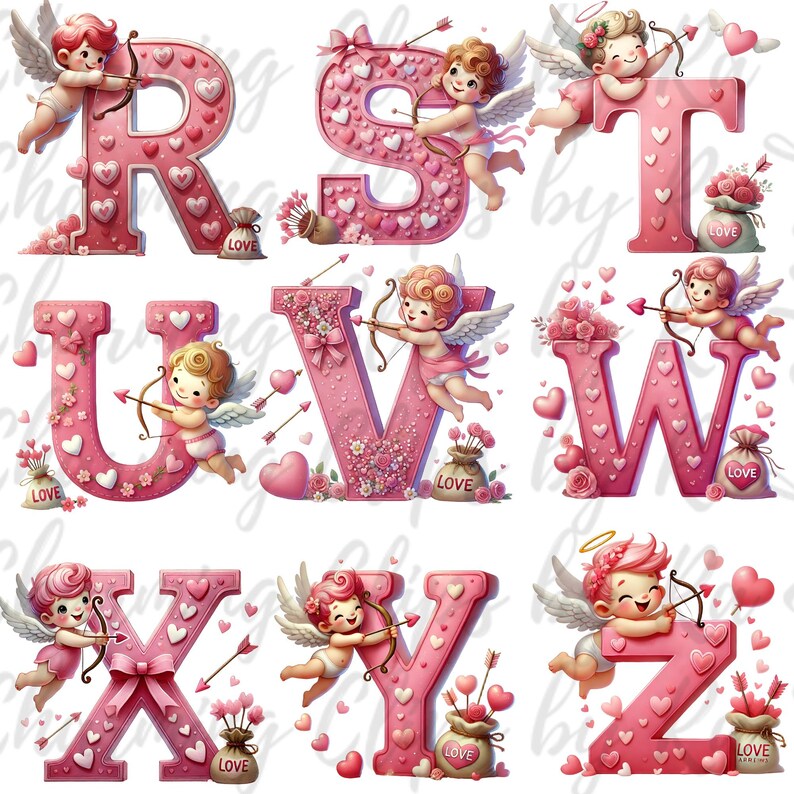 Valentines Day Alphabet PNG, Valentines Letters, Love Clipart ...