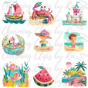 Summer Vibes Clipart, Island, Pink Summer Beach, Ocean Graphics ...