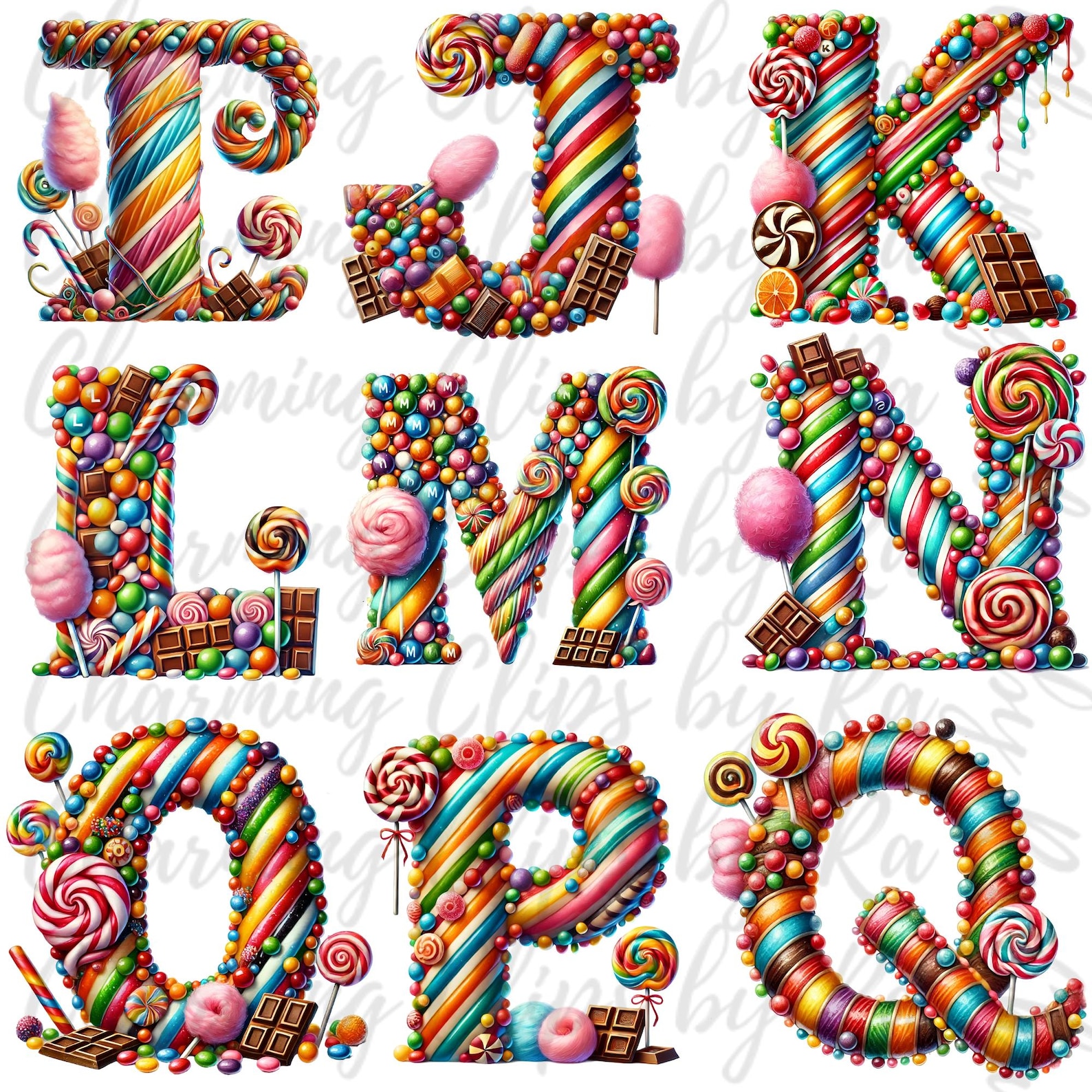 Candyland Alphabet PNG Bundle, Candyland Clipart, Sweets Alphabet ...