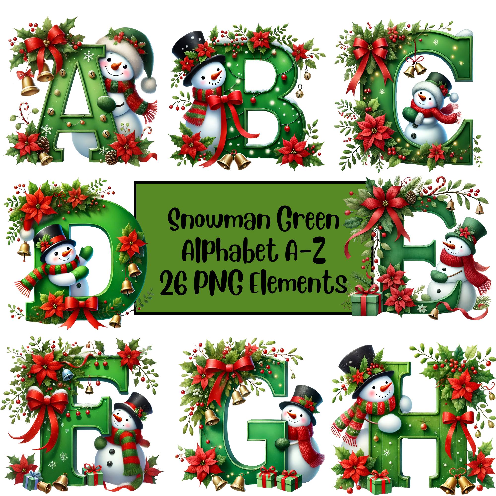 Christmas Alphabet PNG Bundle, Snowman Letters PNG, Christmas Letters ...