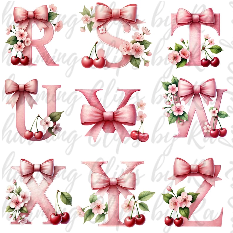Cherry Alphabet PNG Bundle, Shes the Cherry on Top, Cherry Clipart ...