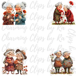 Funny Old Ladies Clipart, Birth Flower Clipart, Spring Time, Elderly ...