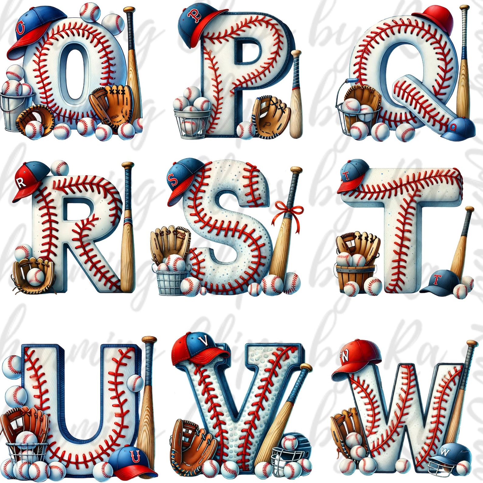 Baseball Alphabet Clipart, Baseball Clipart Bundle, Baseball Alphabet ...