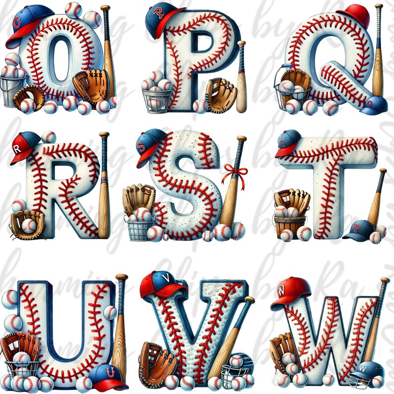 Baseball Alphabet Clipart, Baseball Clipart Bundle, Baseball Alphabet ...