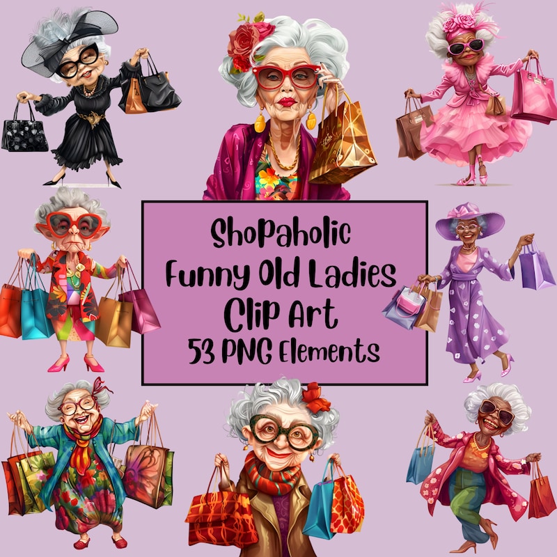 Funny Old Lady Clipart - Etsy
