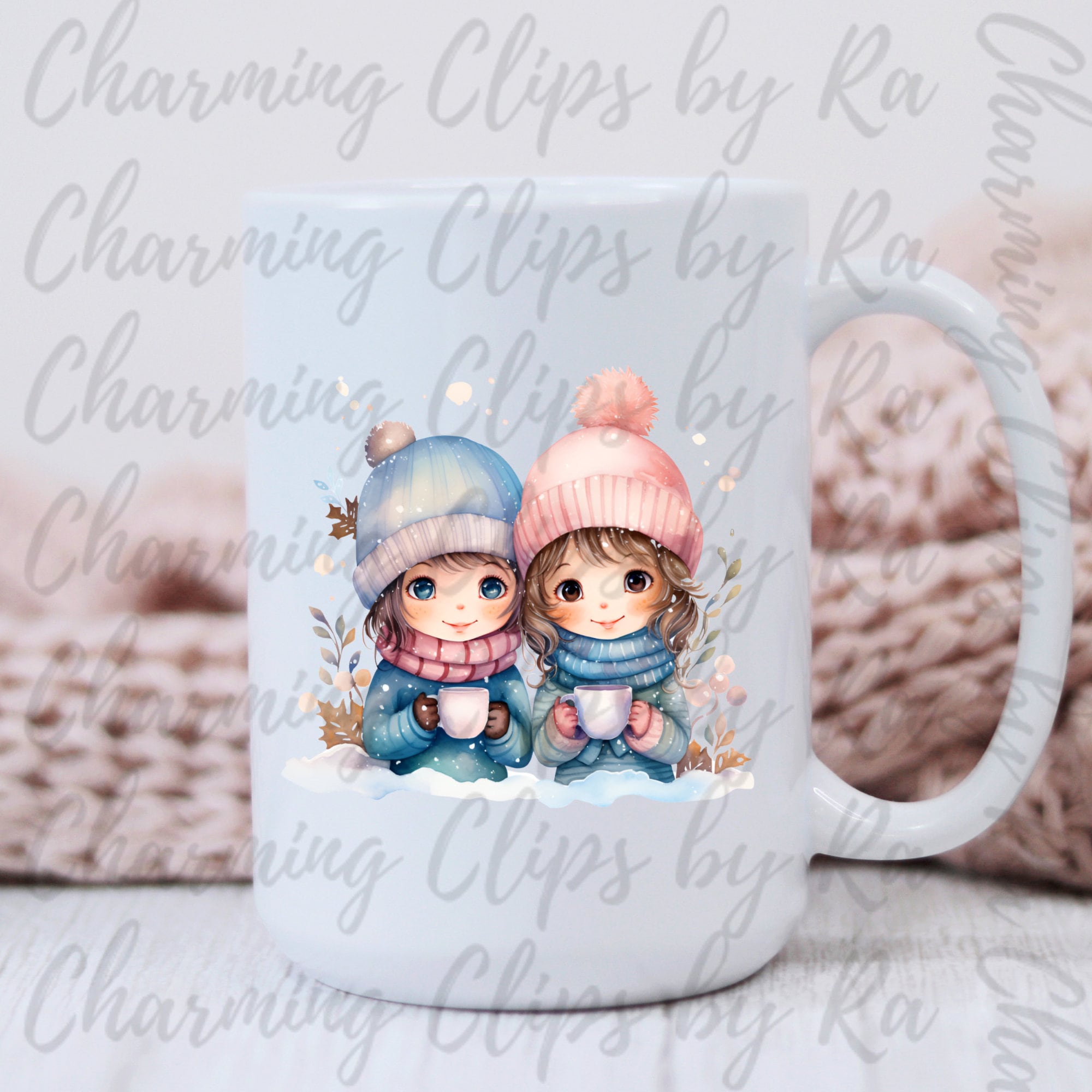 Watercolor Cute Kawaii Winter Clipart, Snowman Clipart, Seasonal, Cozy ...