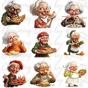 Funny Old Ladies Clipart, Foodie, Elderly Clipart, Cute Grandma, Old ...