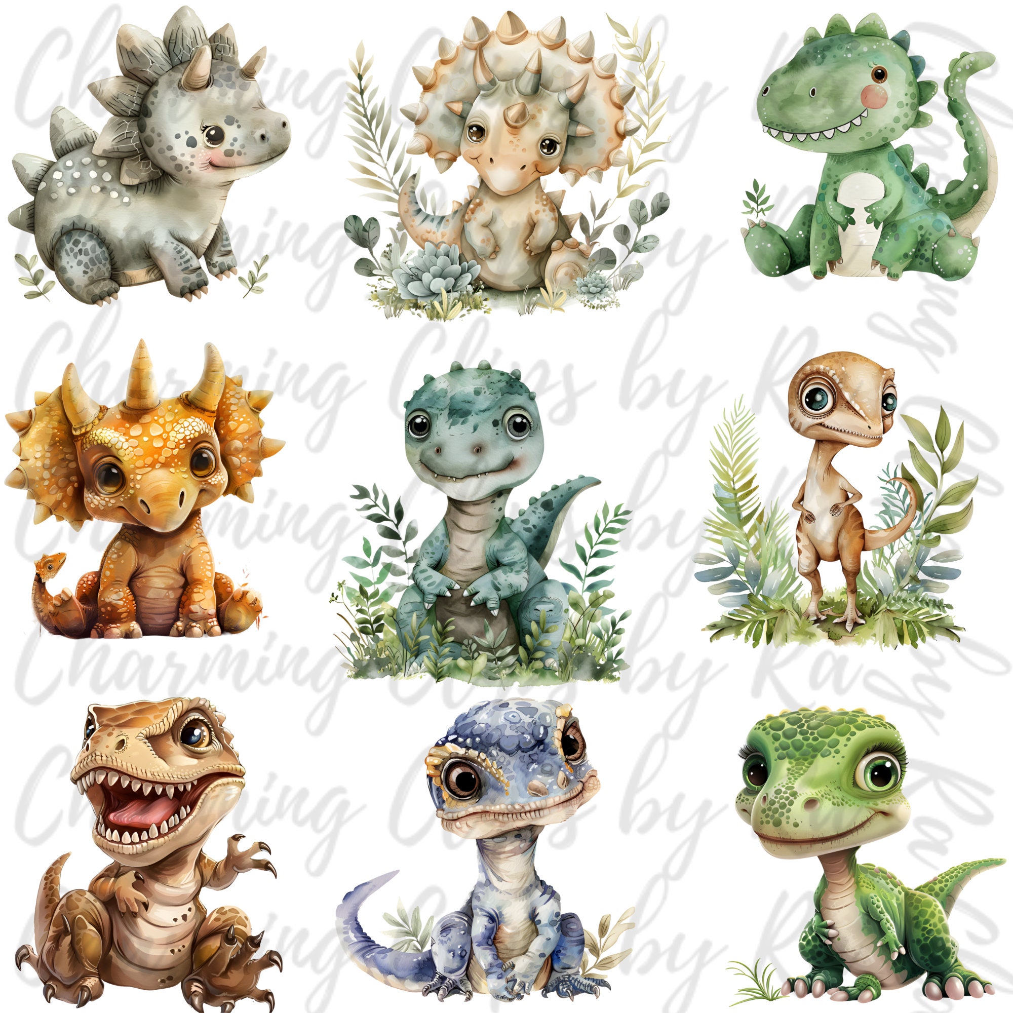 Dinosaur Clipart, Baby Dino Clipart, Dinosaur Graphics, Triceratops ...