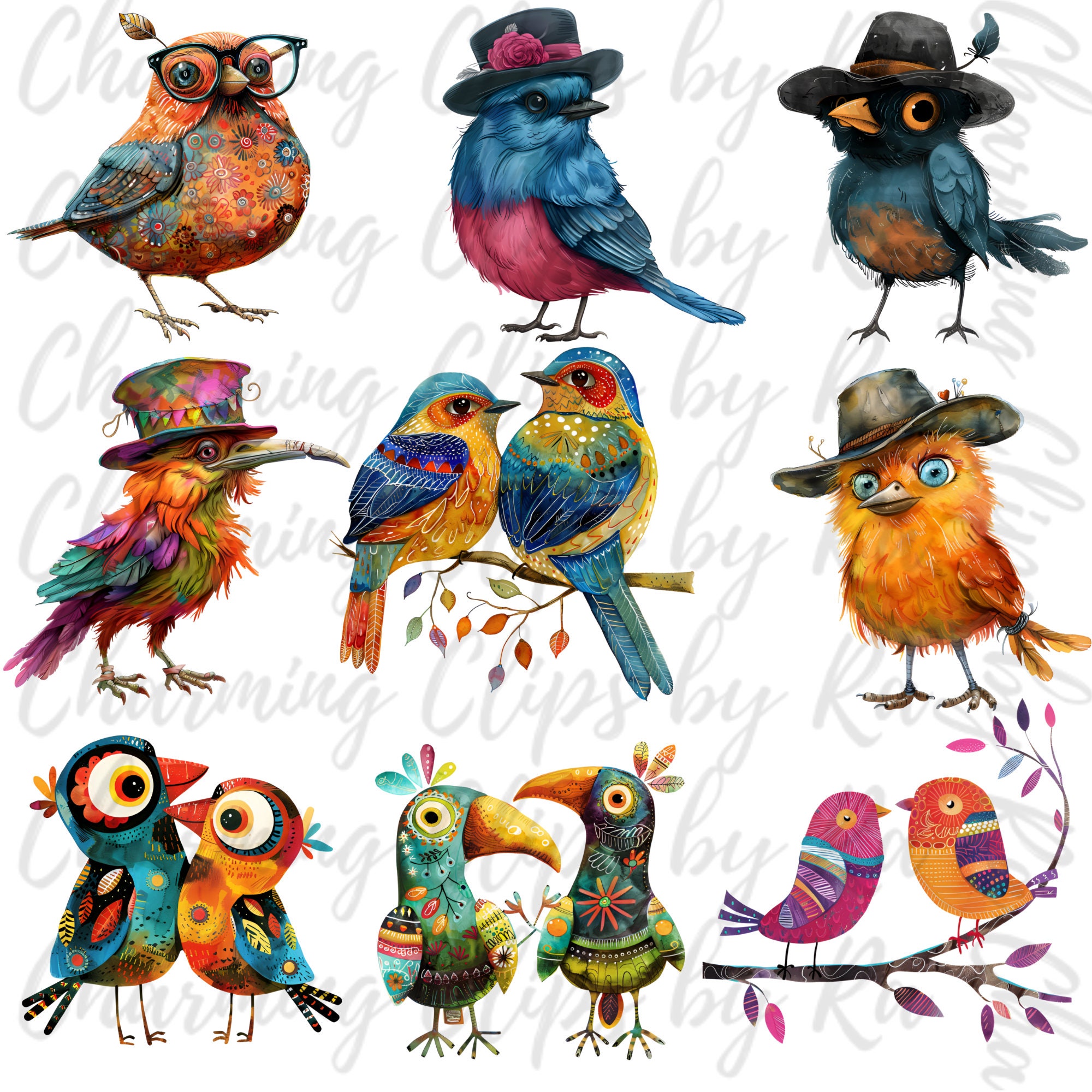 Quirky Bird Clipart | Funny Bird Png | Cute Caricature Birds | Bird ...