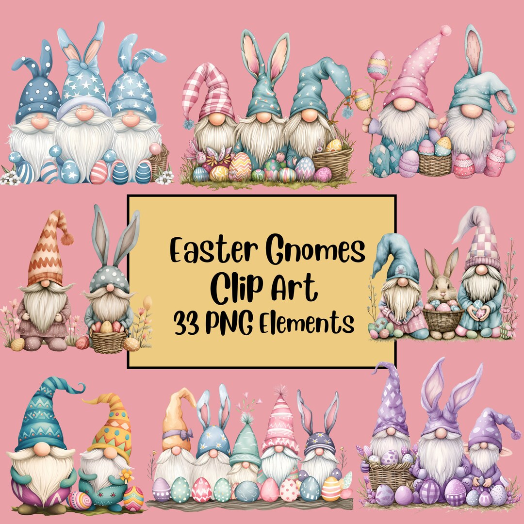 Bunny Easter Gnome, Easter Gnomes Bundle, Holiday Gnome Clipart ...