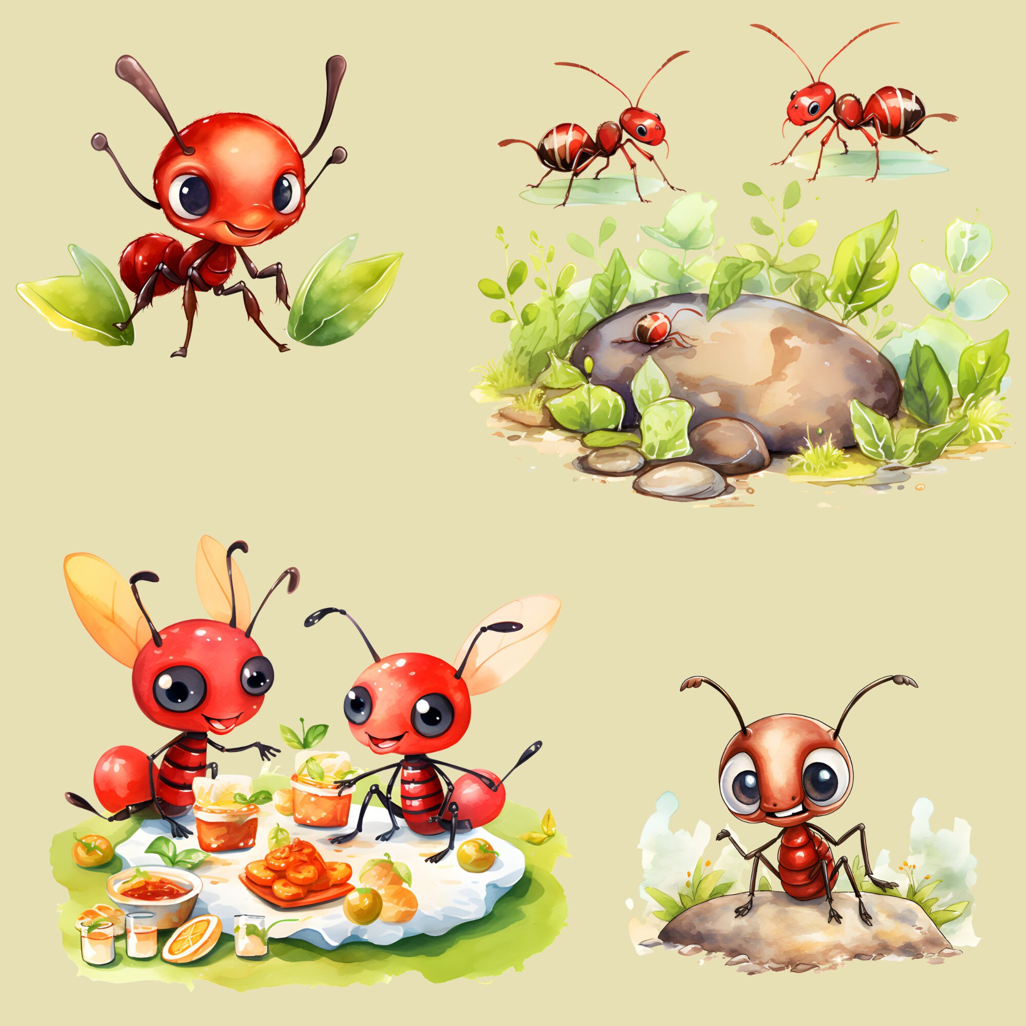 Watercolor Clipart Ant, Sublimination, Ant PNG, Children, Kids, Cute ...