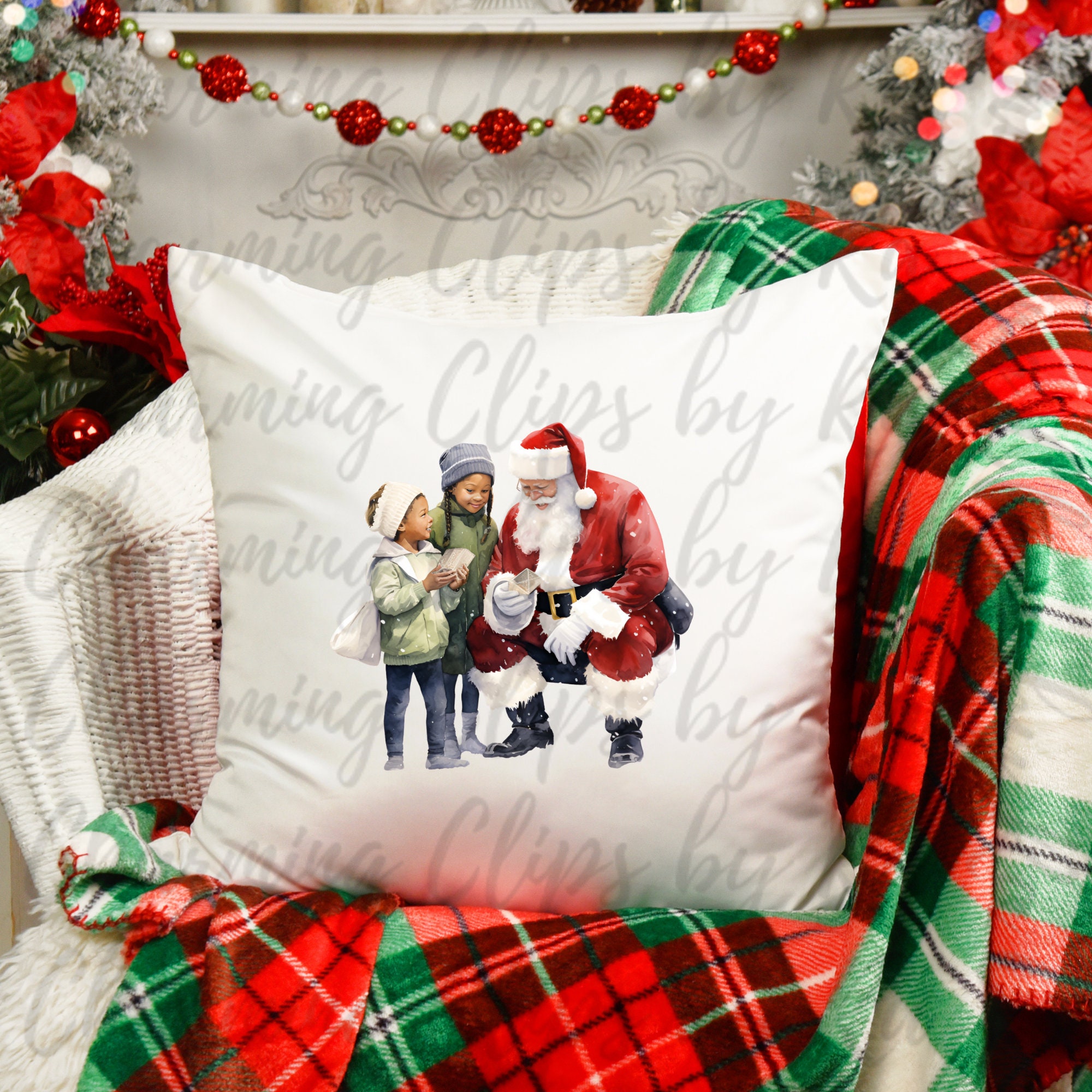 Watercolor Black Kids Christmas Clipart Bundle, African American ...