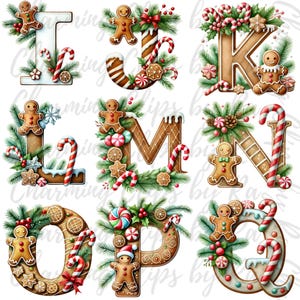 Gingerbread Alphabet Clipart, Christmas Alphabet Clipart, Christmas ...