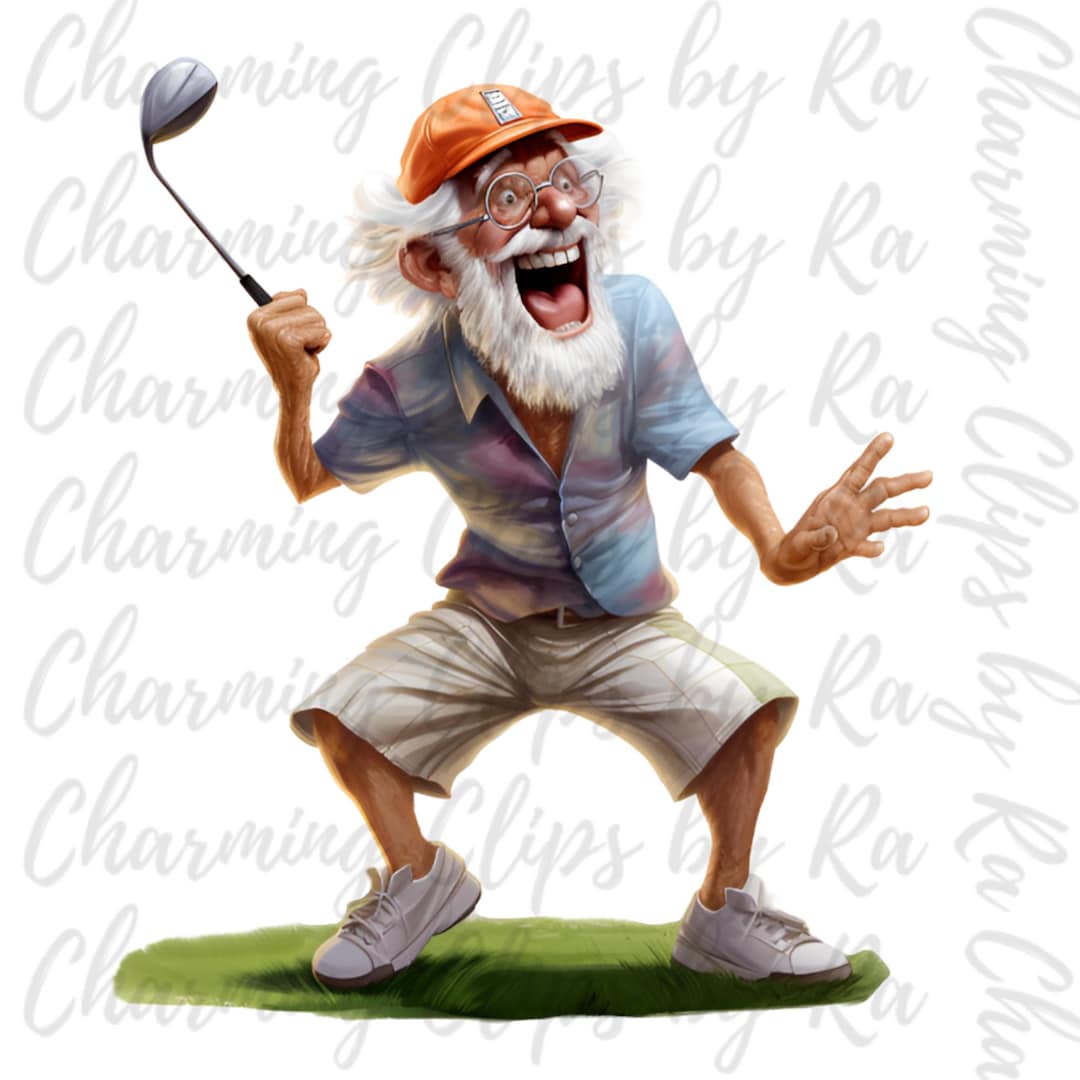 Funny Old Man Clipart, Golf Graphics, Elderly Clipart, Golf Player ...