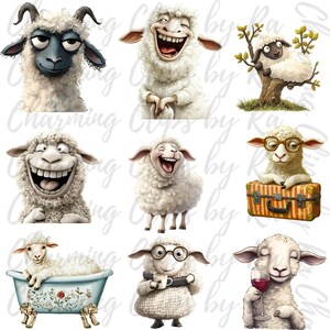 Quirky Sheep Clipart Bundle, Funny Farm Animal Graphics, Cute and Funny ...