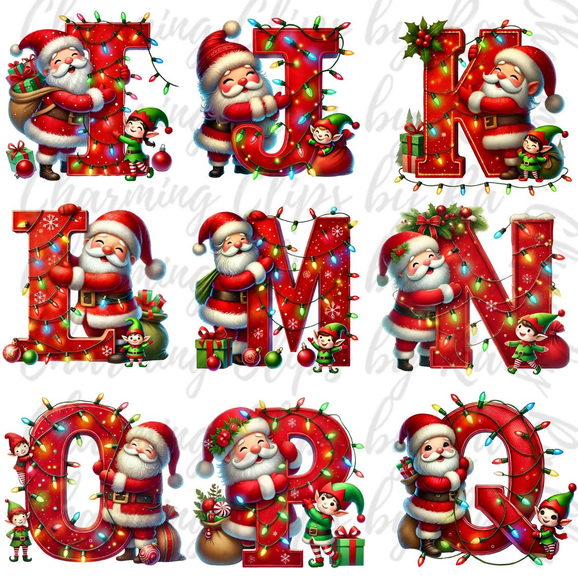 Christmas Alphabet PNG, Santa Letters Clipart, Santa Alphabet, Elf ...