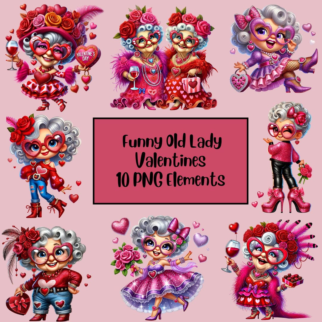 Funny Old Ladies Clipart, Valentines Old Ladies, Elderly Clipart ...