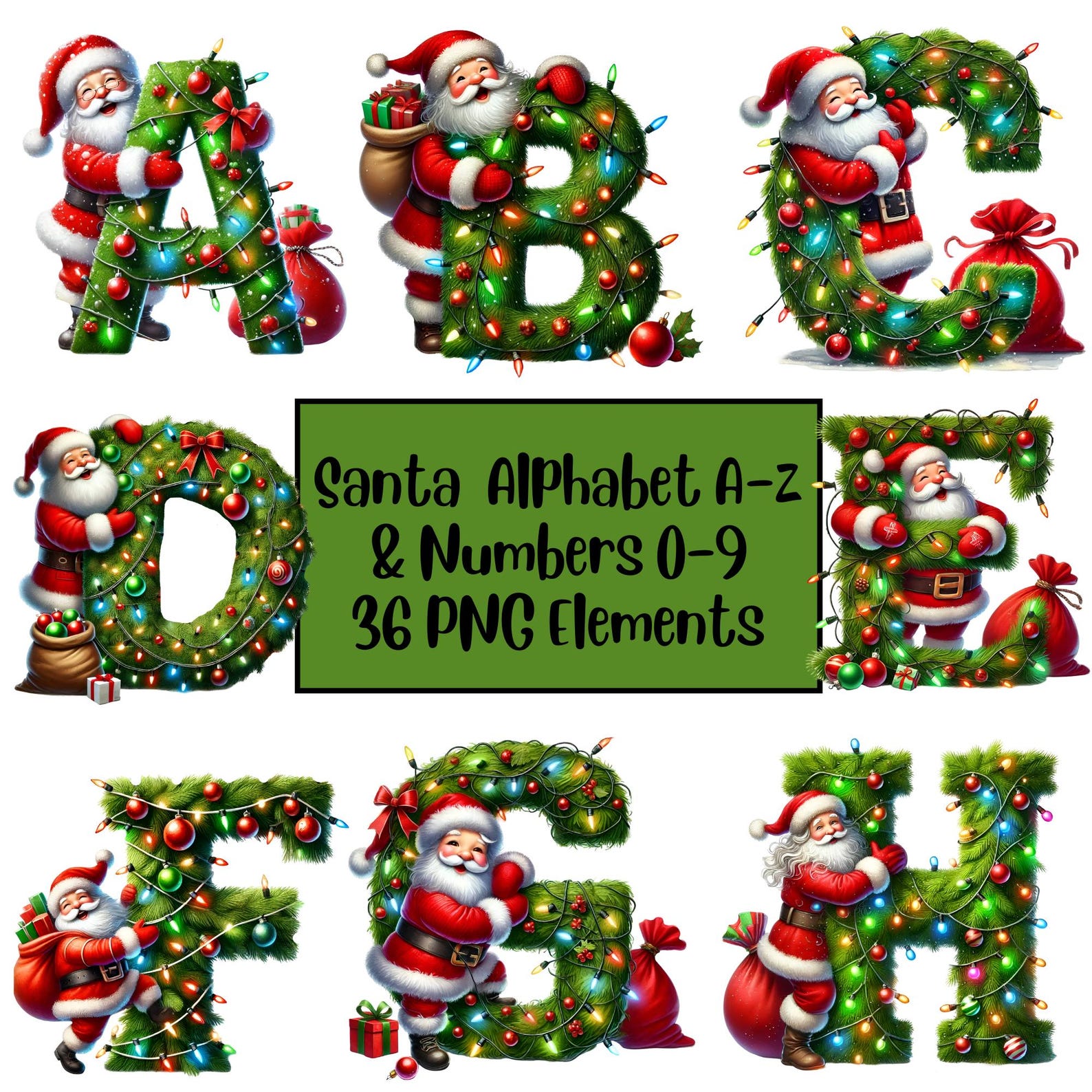 Christmas Alphabet PNG, Santa Letters Clipart, Santa Alphabet ...