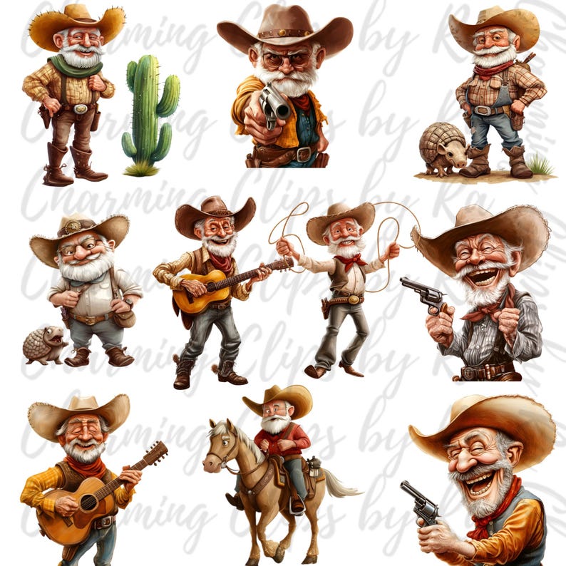 Funny Old Man Clipart, Cowboy Graphics, Elderly Clipart, Grandpa ...