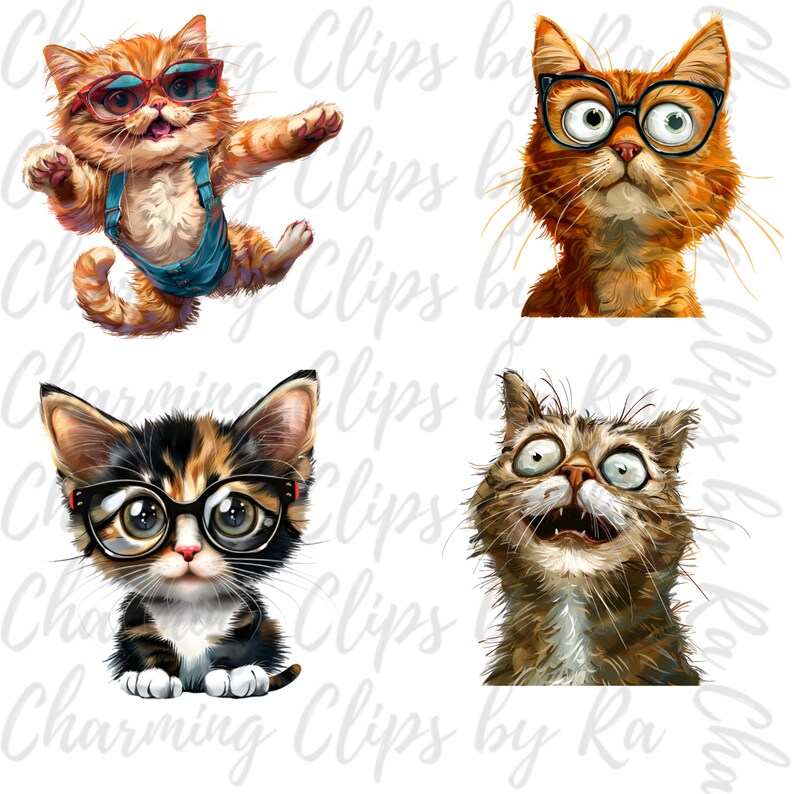 Quirky Cat Clipart Funny and Cute Cat Clipart Cute Cat Portraits ...