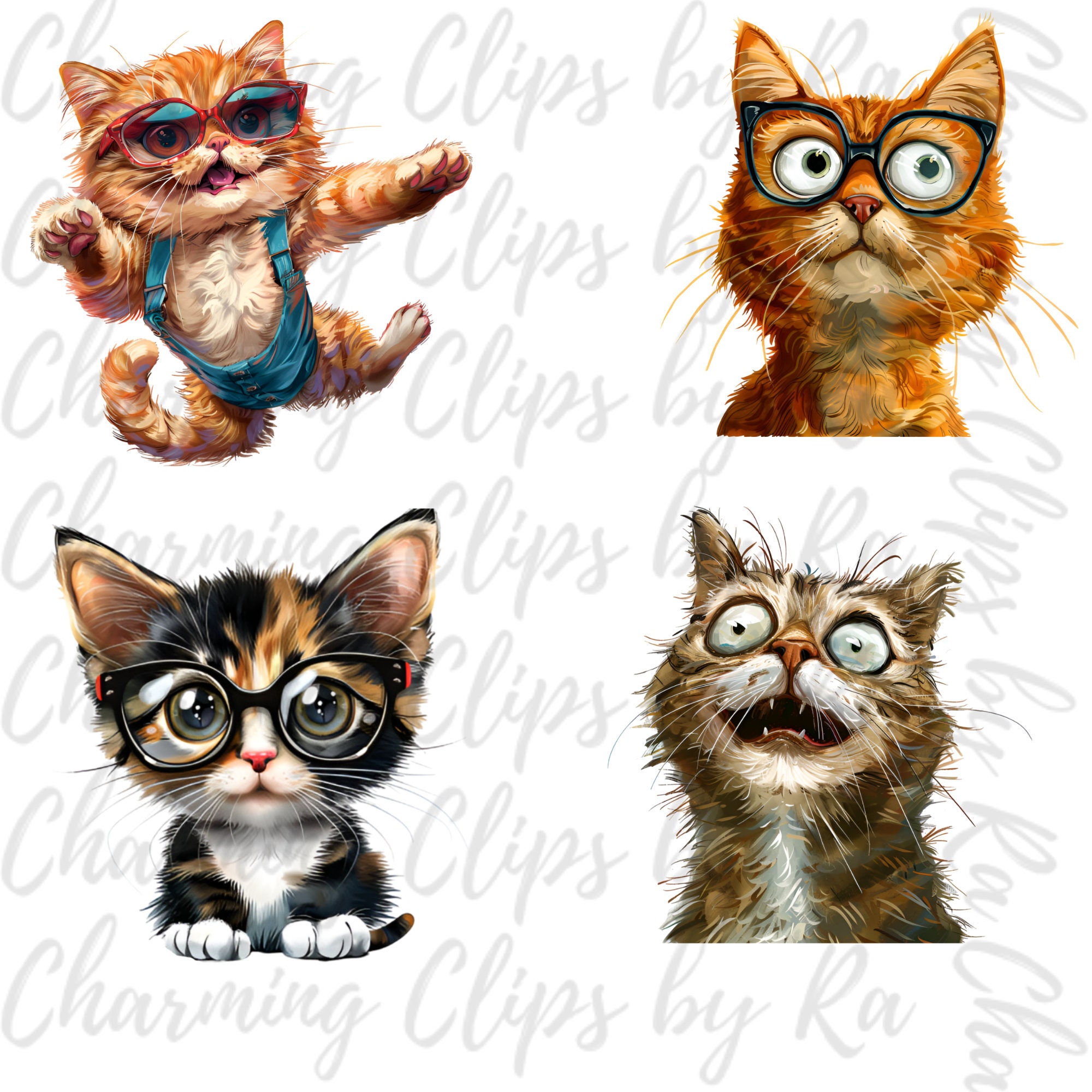Quirky Cat Clipart Funny and Cute Cat Clipart Cute Cat Portraits ...