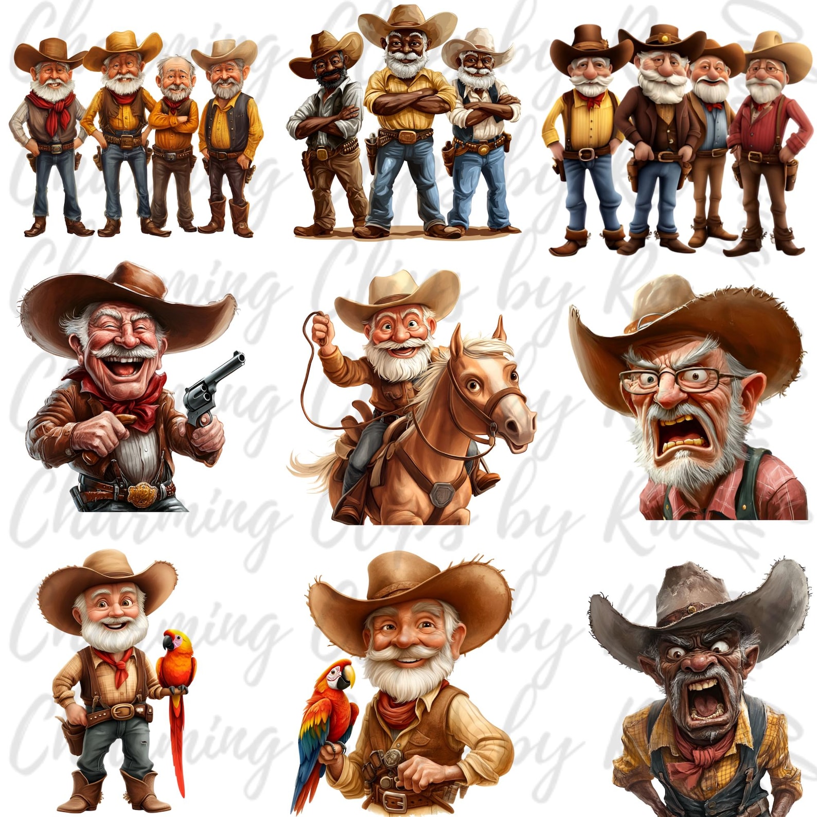 Funny Old Man Clipart, Cowboy Graphics, Elderly Clipart, Grandpa ...