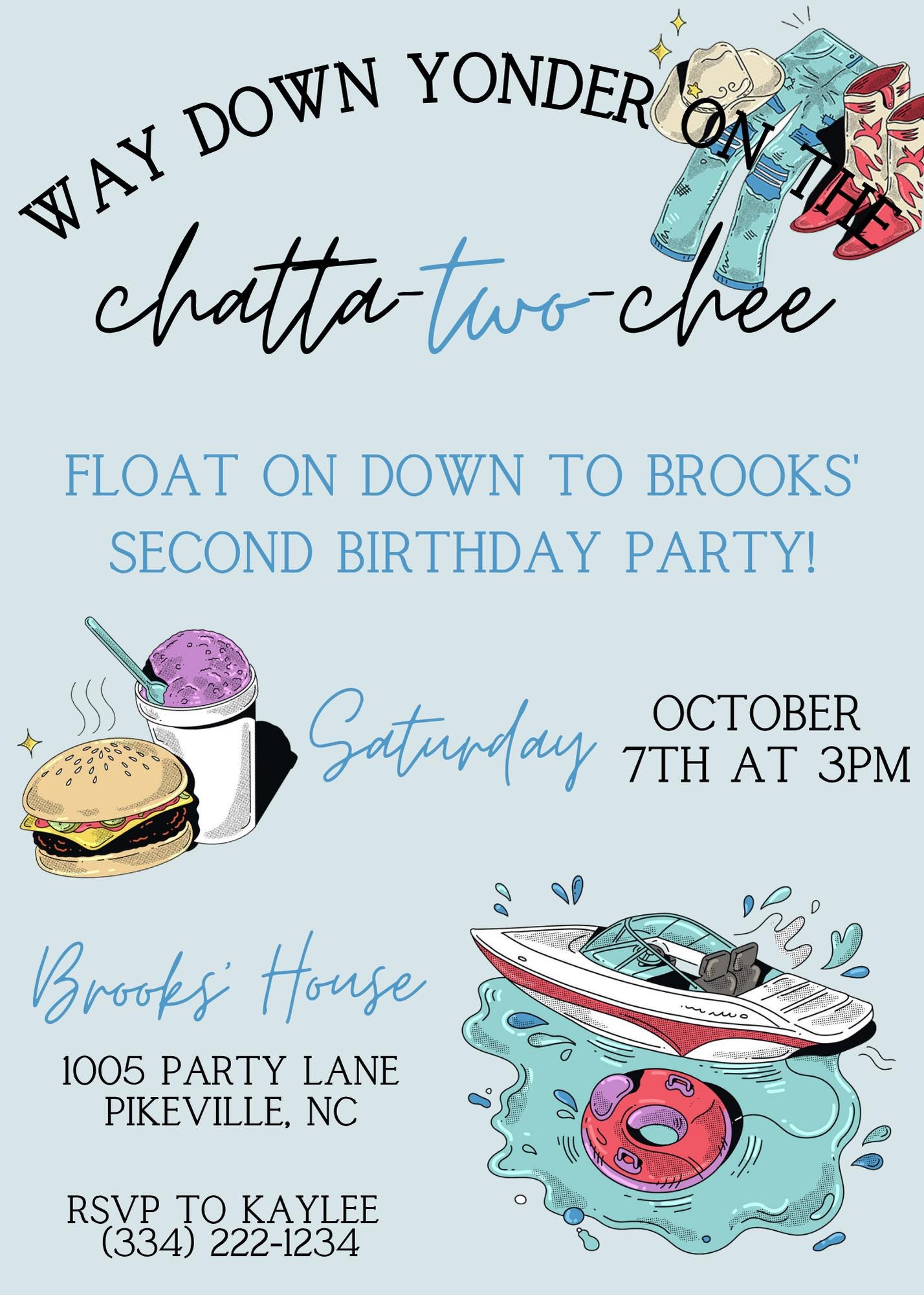 Chatta-two-chee Birthday Party Invitation - Canva Editable Template ...