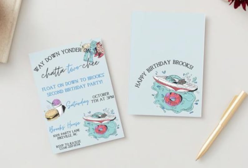 Chatta-two-chee Birthday Invitation: Canva Editable Template (digital ...