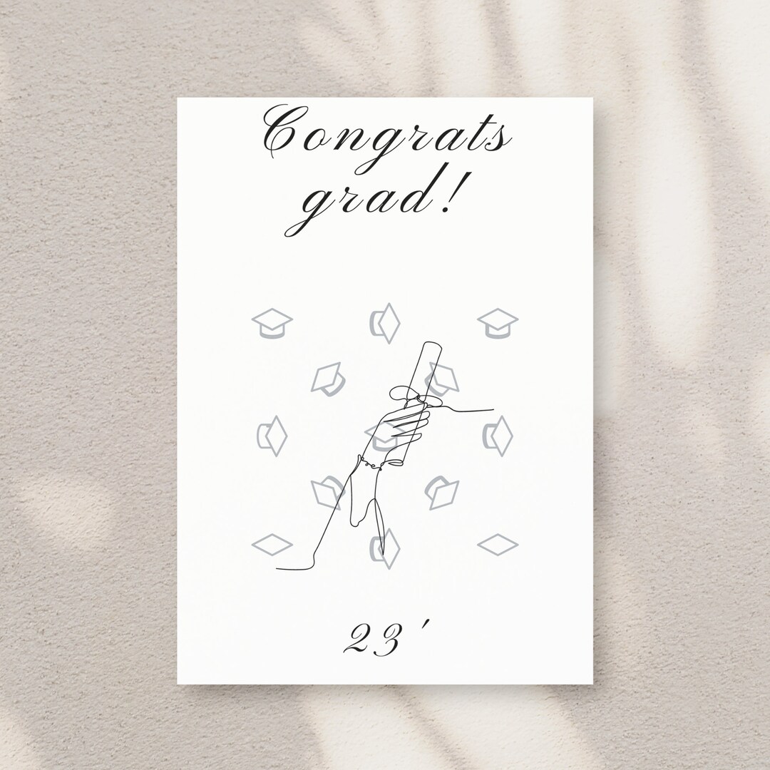 Congrats Grad Card Graduation Card Art Minimalist - Etsy