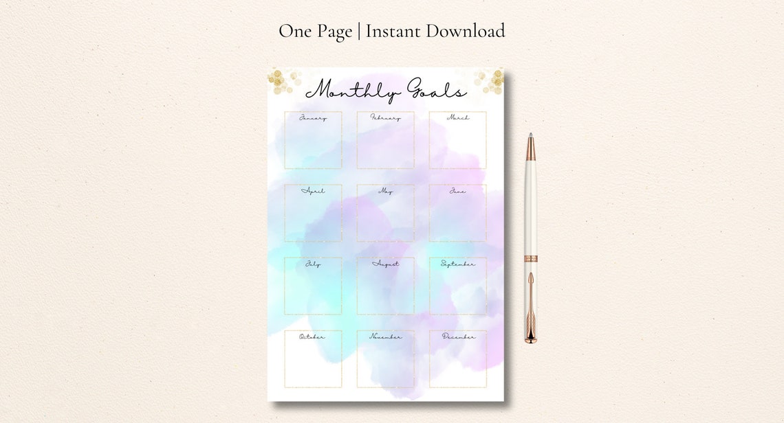 Monthly Goals Printable Poster. Health Goals, Career Goals, Financial ...