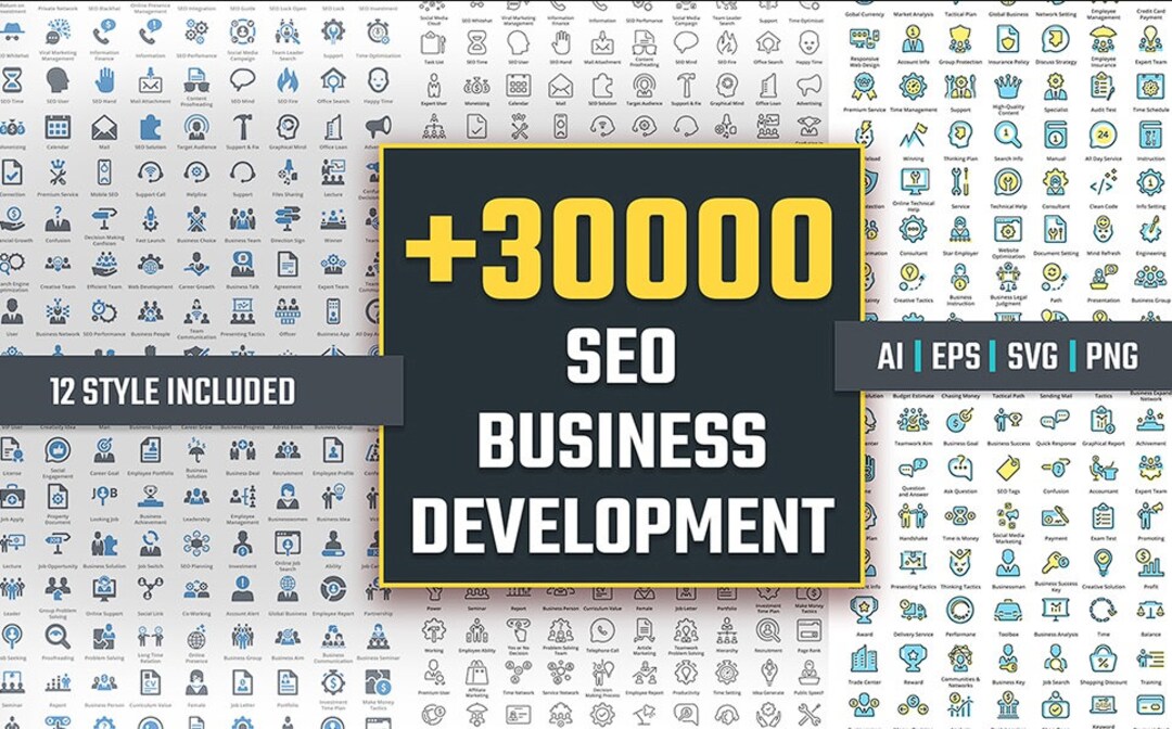 30.000+ Seo Business Development Icons Icon Set | 100% Vector AI, EPS ...