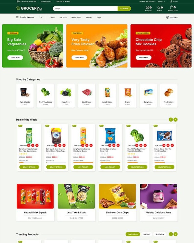 Grocery and Food Multipurpose Responsive Shopify Store Shopify Theme - Etsy