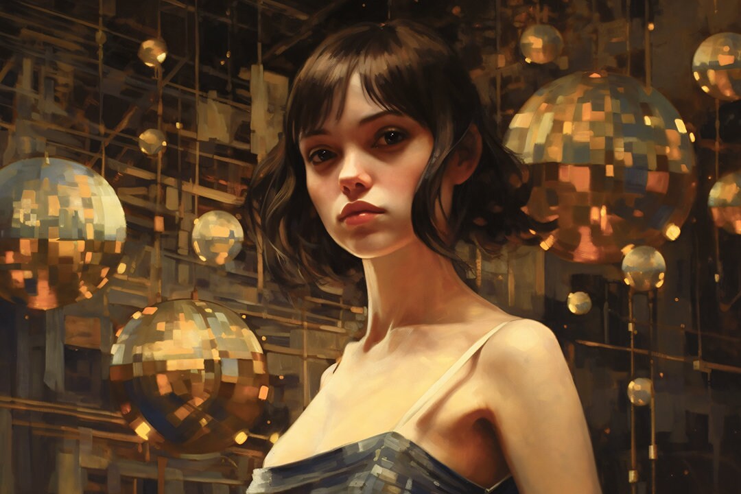 Astrid Stardust Galactic Muse Portrait, Elegance Art Print, Sophisticated Wall Decor, Cosmic ...