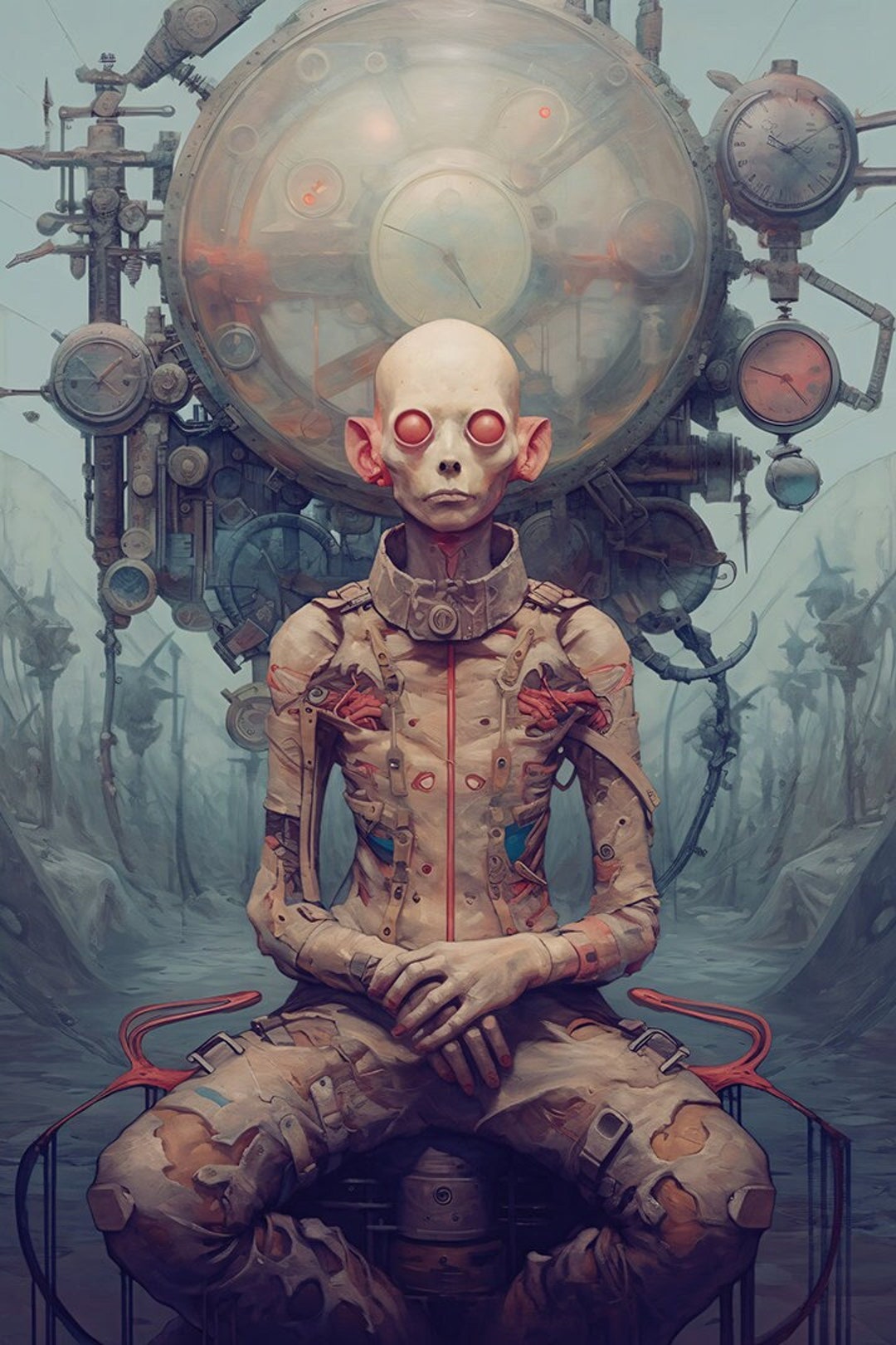 Vave-12 - Biomechanical Being Art Print, Post-apocalyptic Sci-fi Poster ...